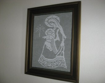 Mary Joseph and Baby Jesus Filet Crochet Pattern