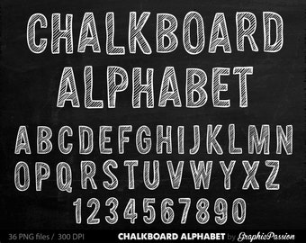 Chalkboard alphabet bold clip art. Chalk letters & numbers