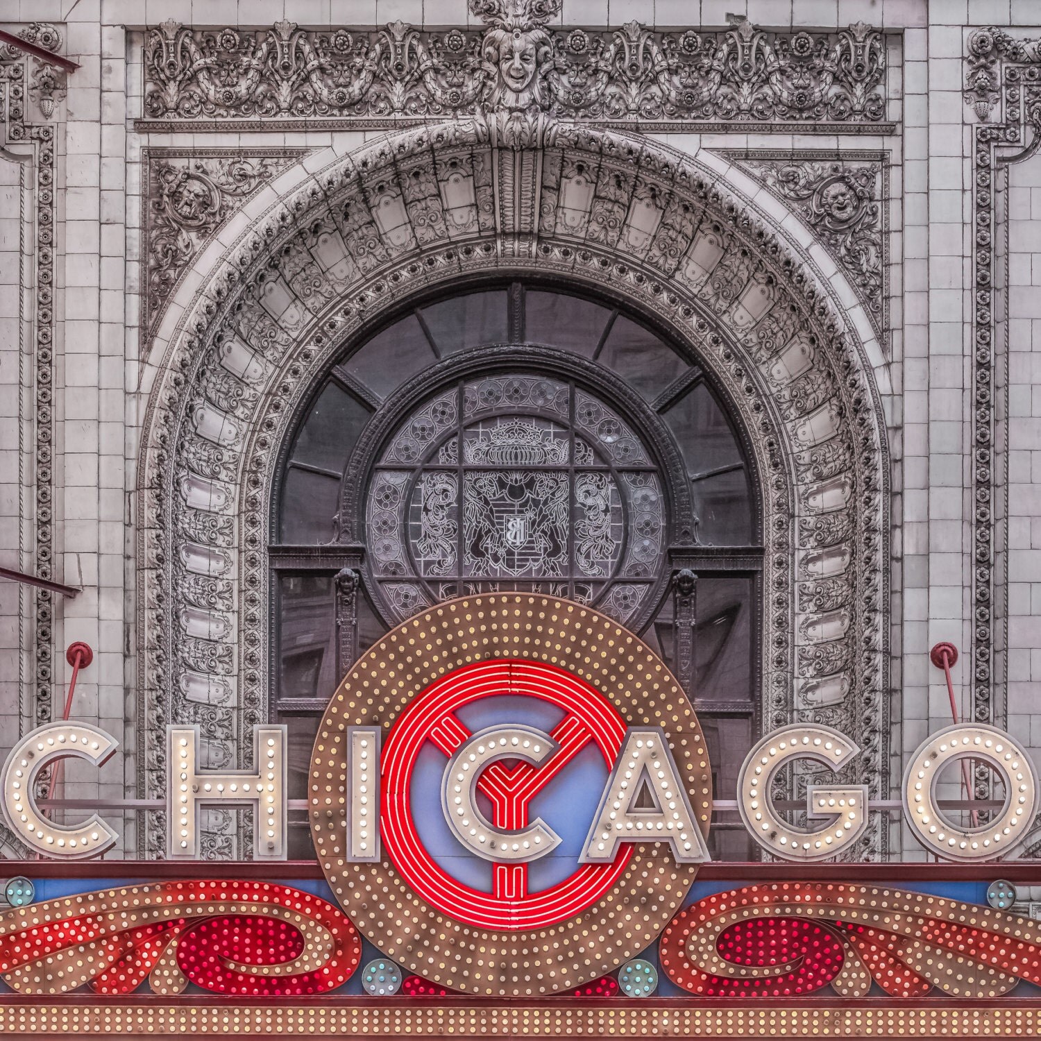Chicago Theatre Art Vintage Neon Sign Chicago by GuzGallery