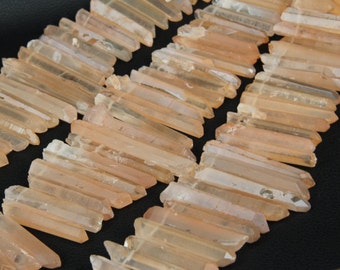 Full strand Natural Rose Titanium Quartz Spike Beads by Jaylagems