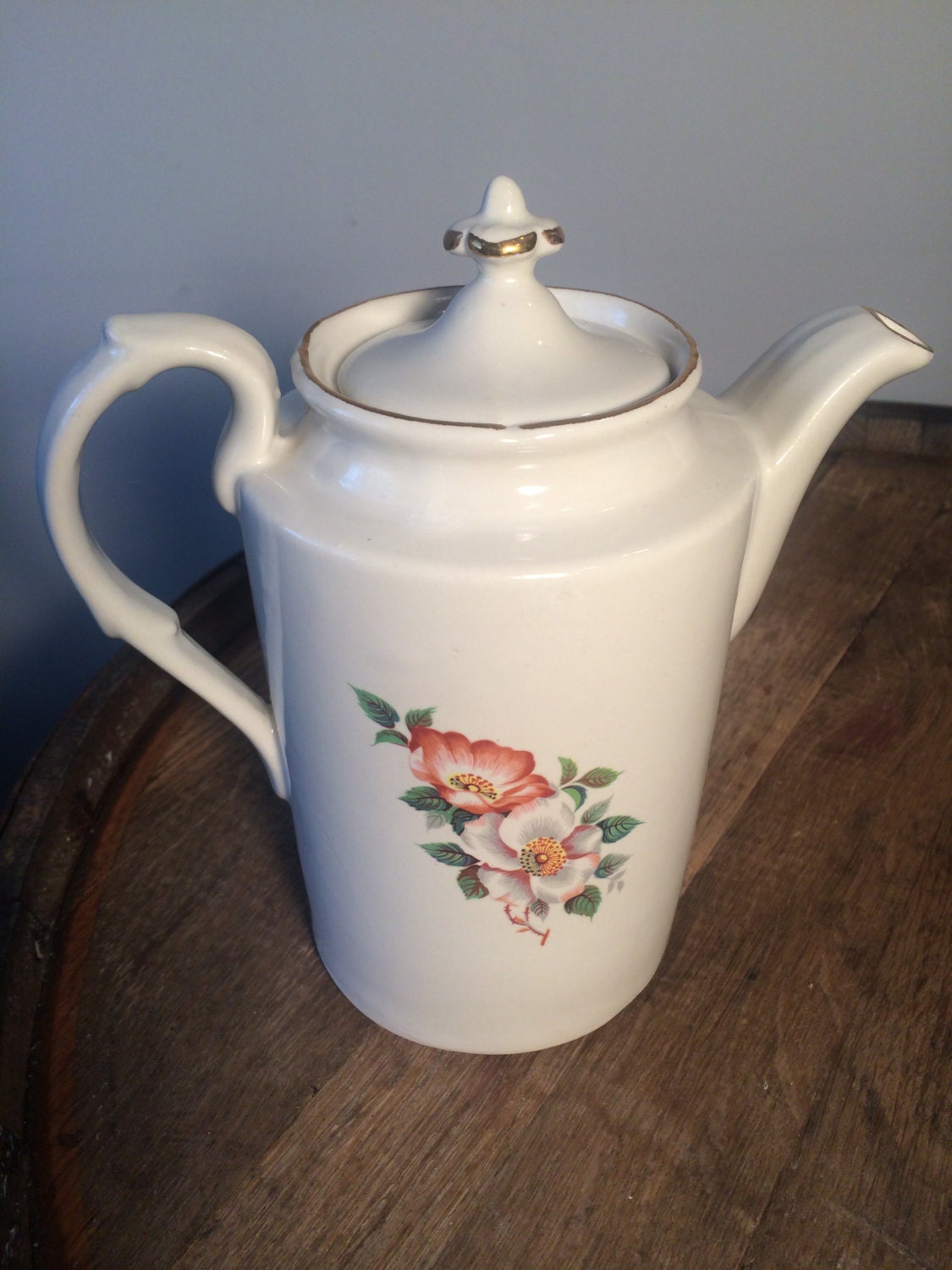 Vintage teapot with flowers and gold detailing, gold trim, teapot ...