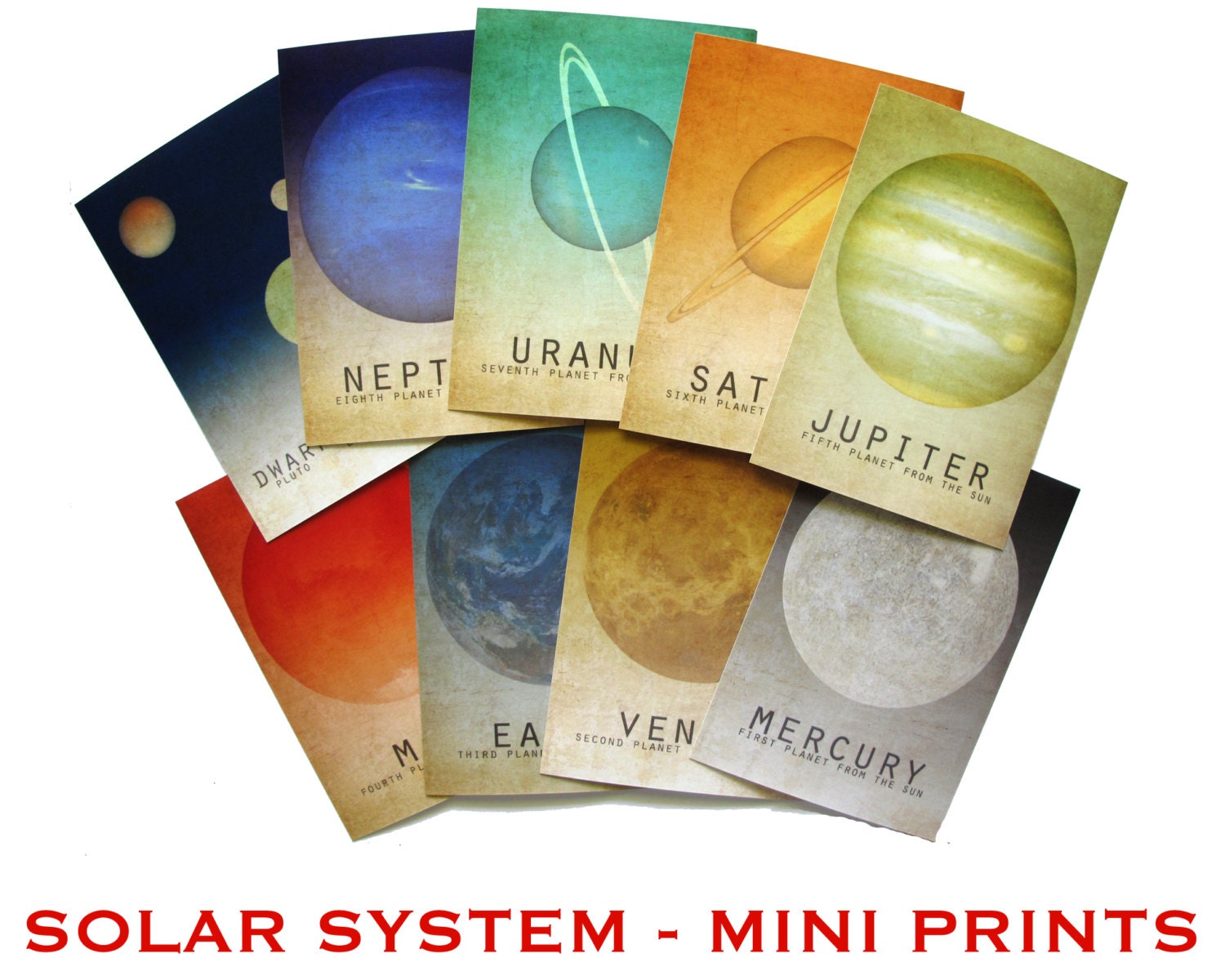 Solar System Art 3.5x5 Mini Prints Astronomy Space Art
