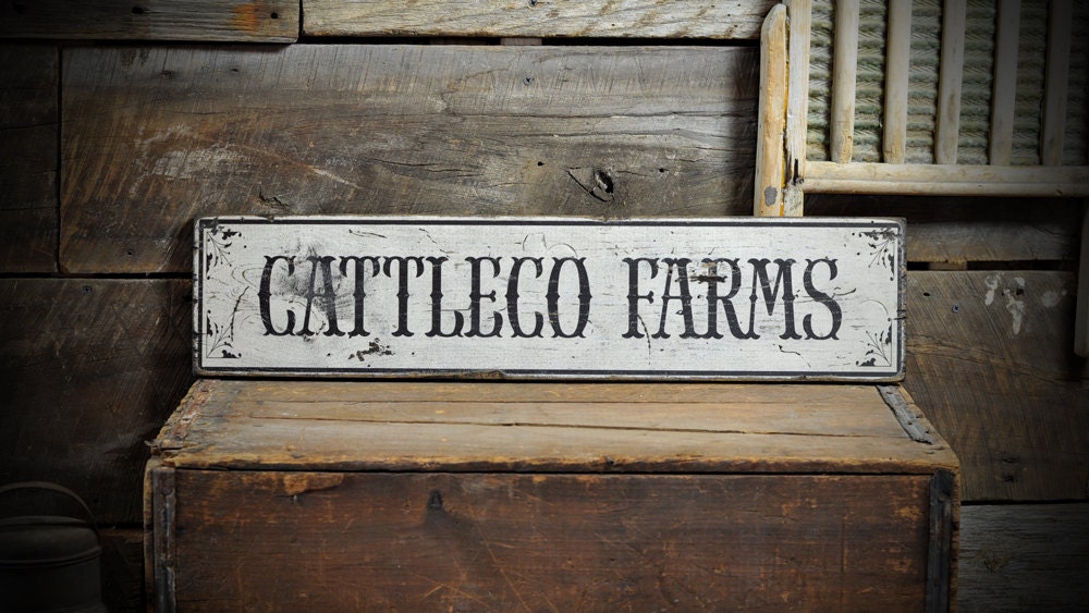 Custom Distressed Cattle Farm Sign Rustic Hand Made Vintage