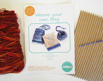card weaving loom to make a woven bag