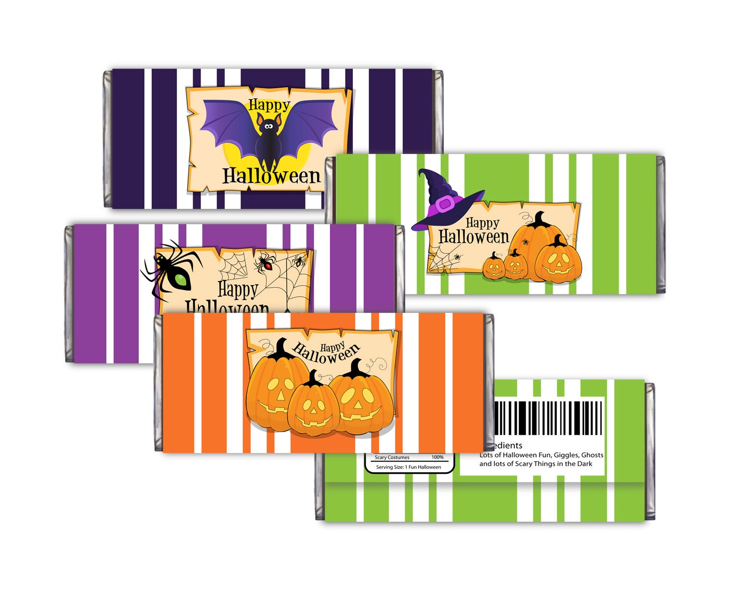 Halloween Candy Bar Wrappers Printable DIY Digital