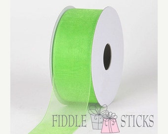 CLOSEOUT SALE Apple Green Sheer Organza Ribbon- Lime Green Ribbon, 5/8 ...