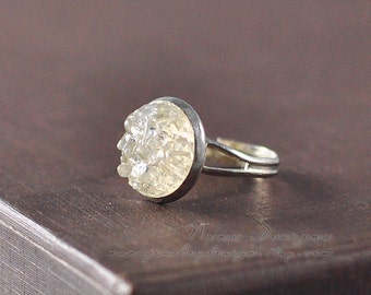 Raw Crystal Ring Rough Clear Rock Crystal Chips Ring Silver Plated ...