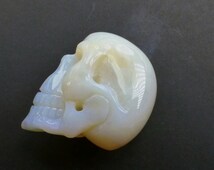 OPAL SKULL BEAd. White Jelly Opal. DoUBLE DRiLled. Hand Carved. Memento ...