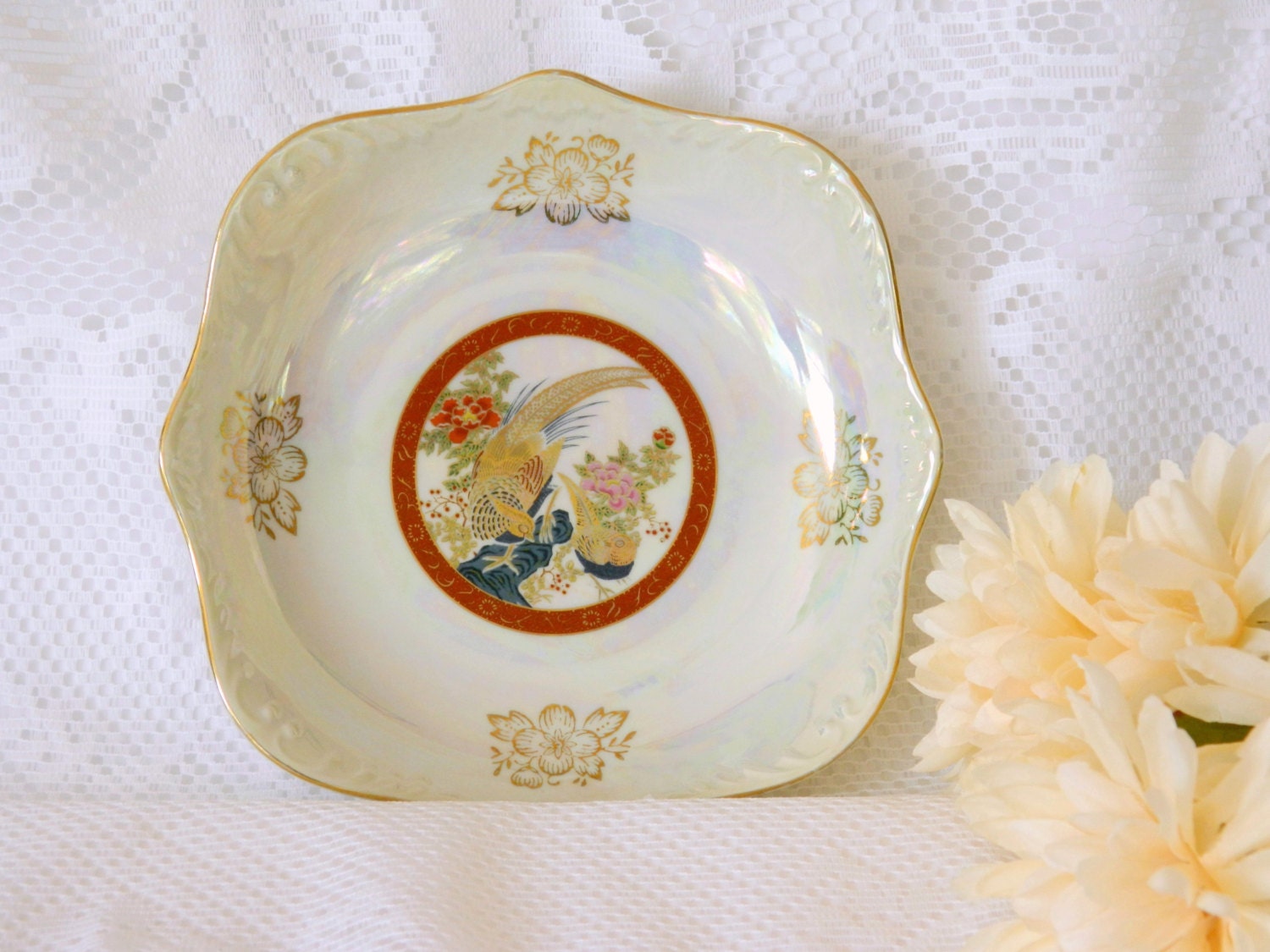 Vintage Japanese Iridescent Glaze or Lusterware Bowl or Serving Dish ...