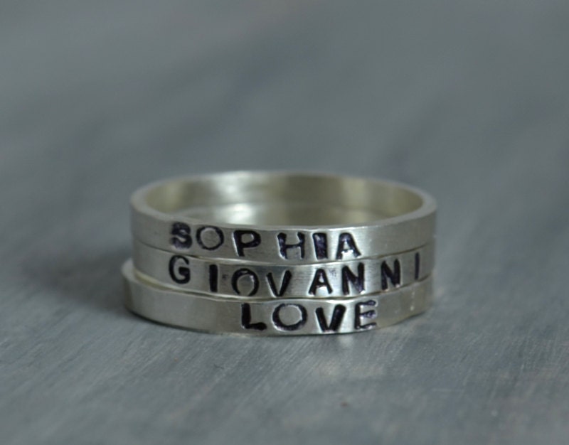 Personalized Stacking Rings Hand Stamped Sterling Silver