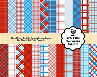 Plaid Digital Paper Tartan Check Red Light Brown Tan Gray