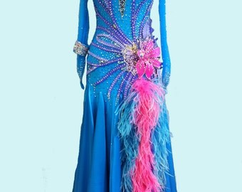 Blue Dance Dress Smooth Dance Dress by DesignByNatasha
