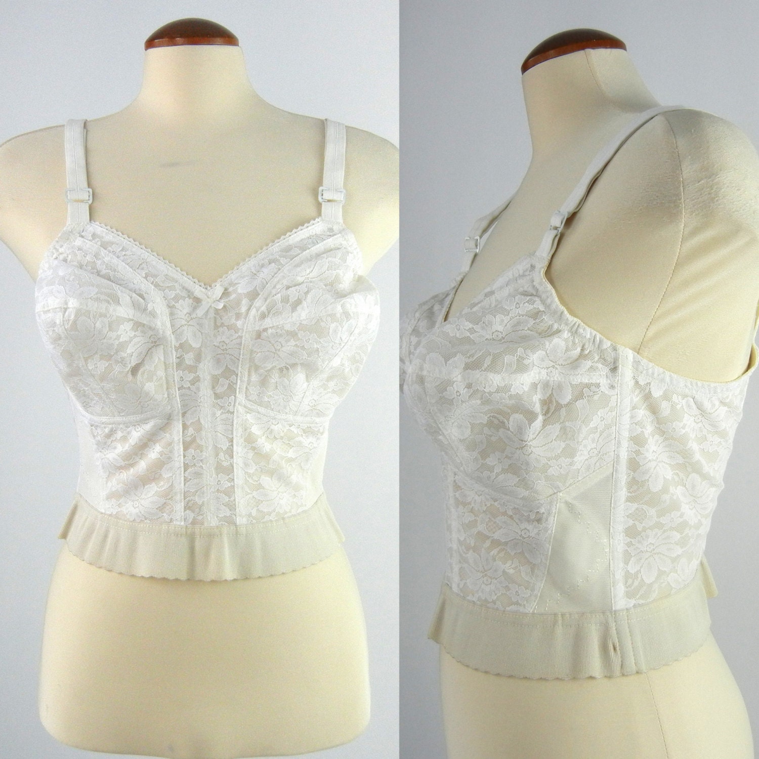 1950s Bullet Bra Vintage White Bra 1950s Corset White by SLVintage