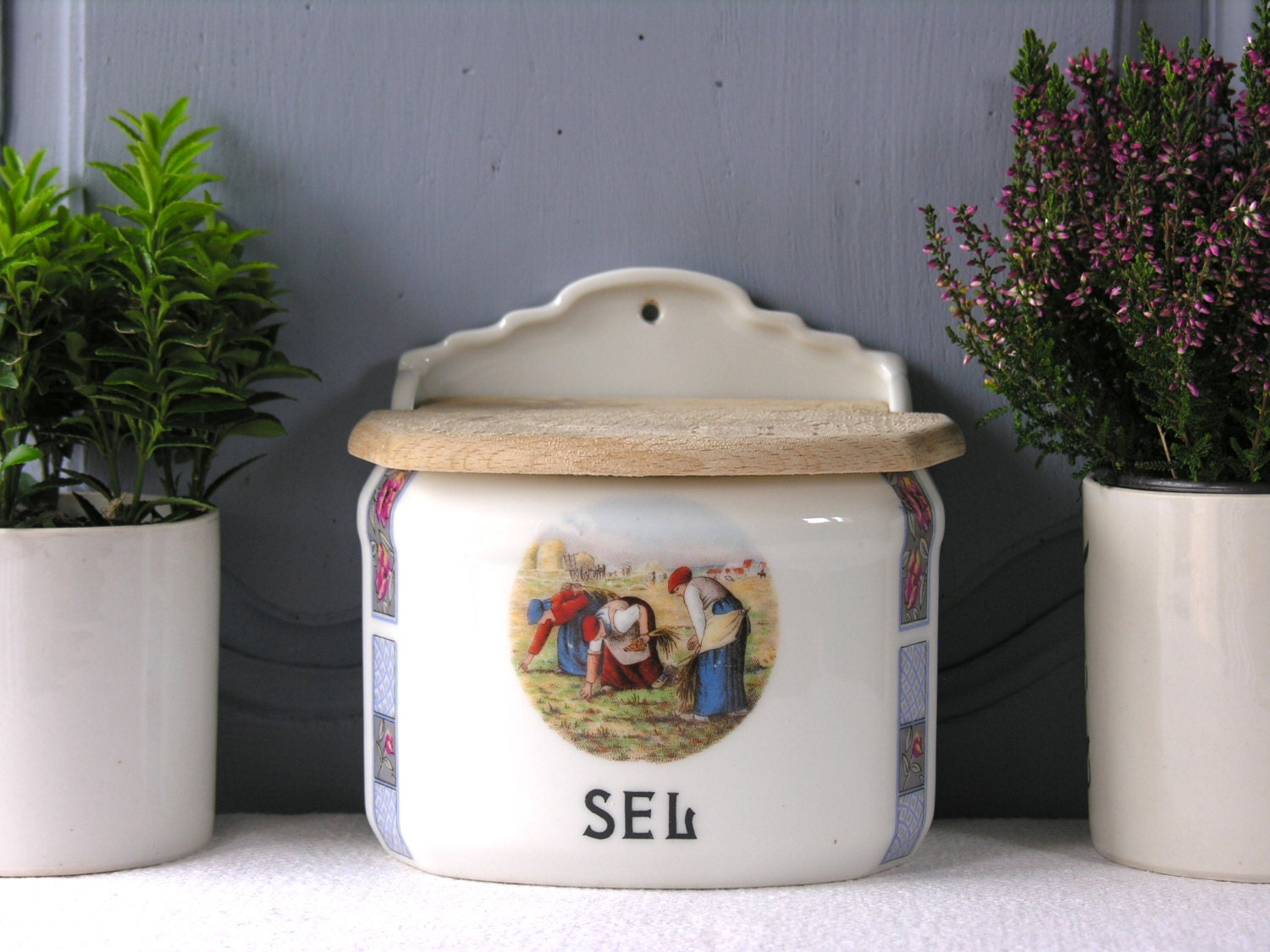 Salt Box Beautiful french vintage porcelain salt box, french kitchen ...