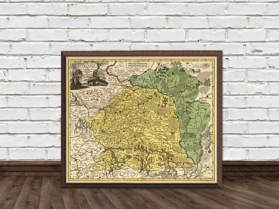 Lithuania map Old map of Lithuania Archival print 16 x