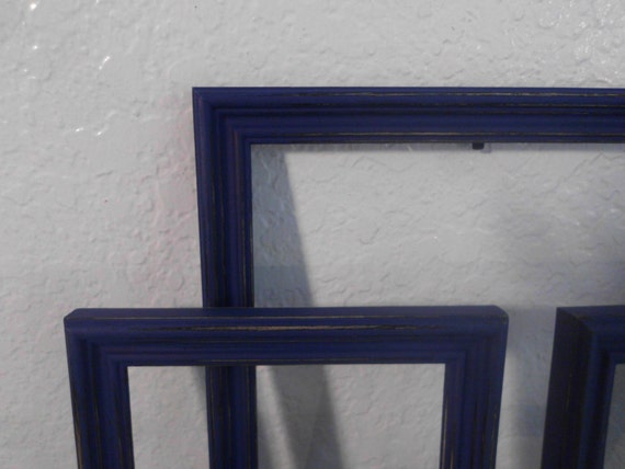 Navy Blue Frame Set Rustic Shabby Chic Distressed Picture