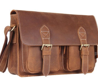 Handcrafted Leather Messenger Bag, Crossbody Shoulder Bag, Leather ...