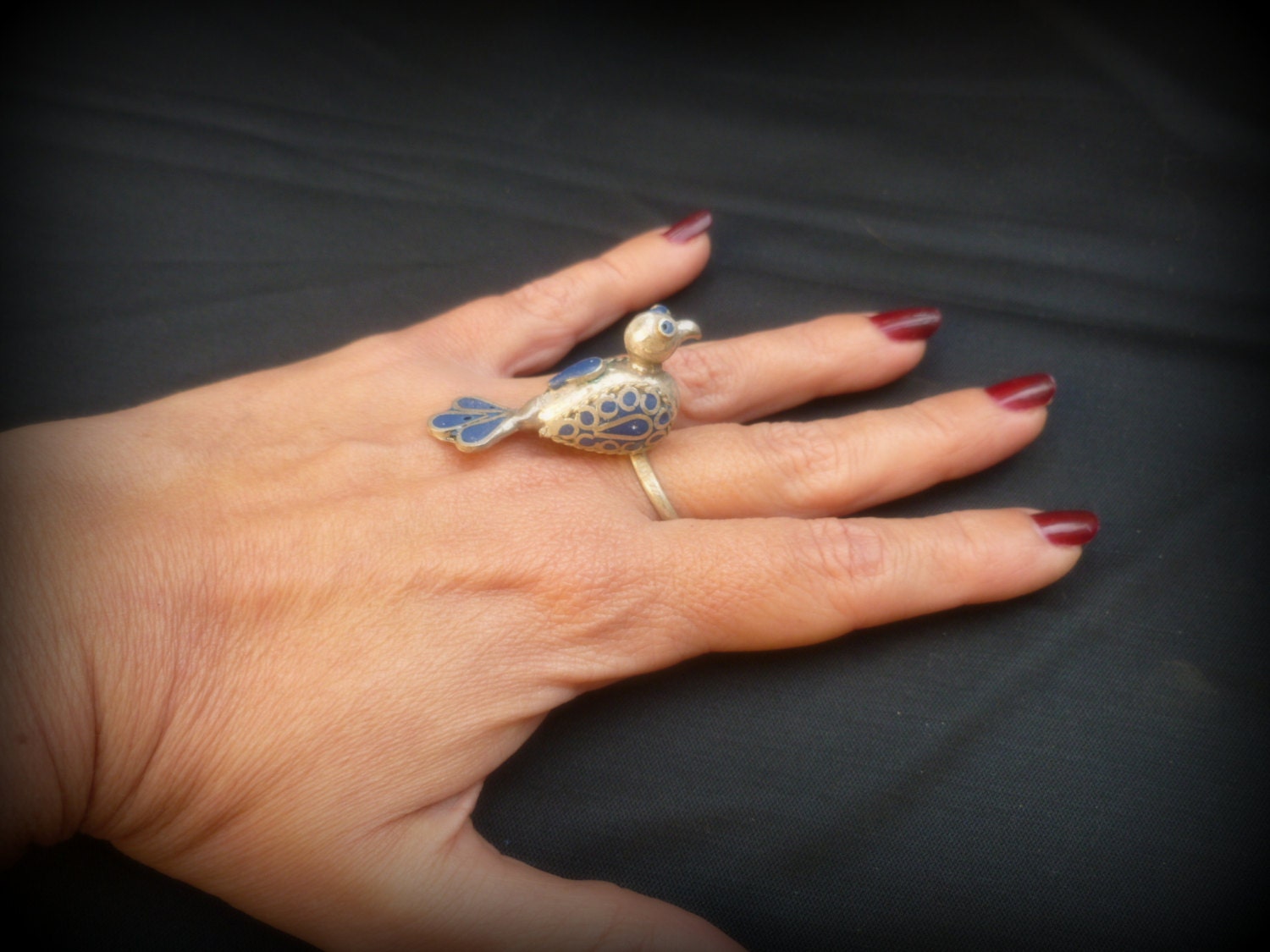 Kuchi Bird Ring.Turkmen Jewelry. Blue Afghan Bird Ring. Boho Gypsy ...