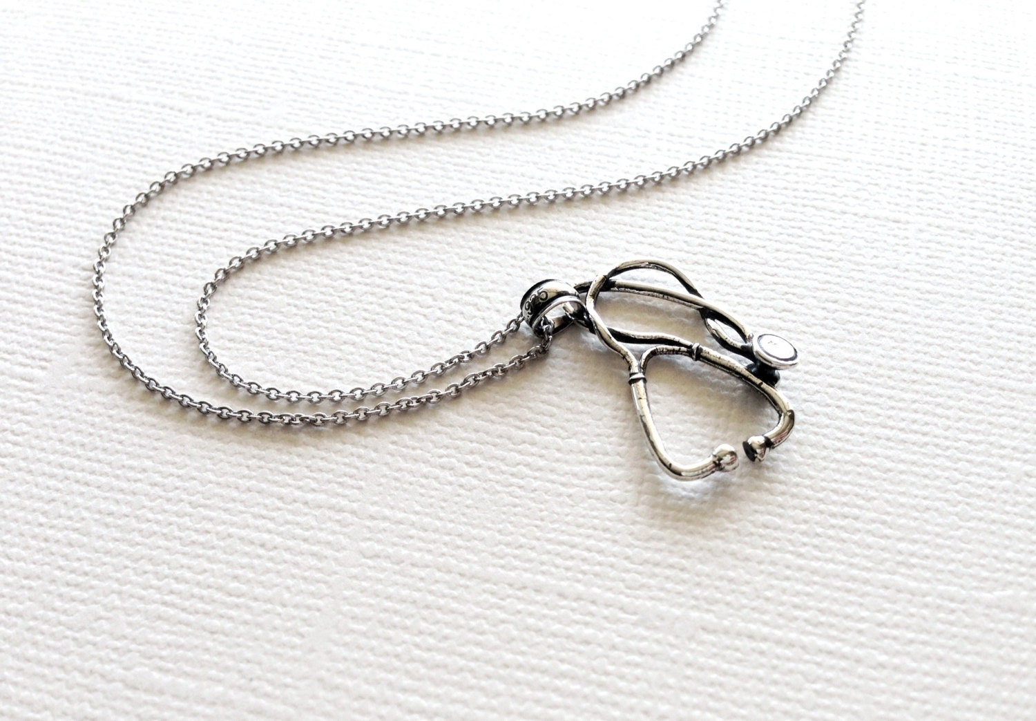 Stethoscope Necklace in Sterling Silver Graduation Gift