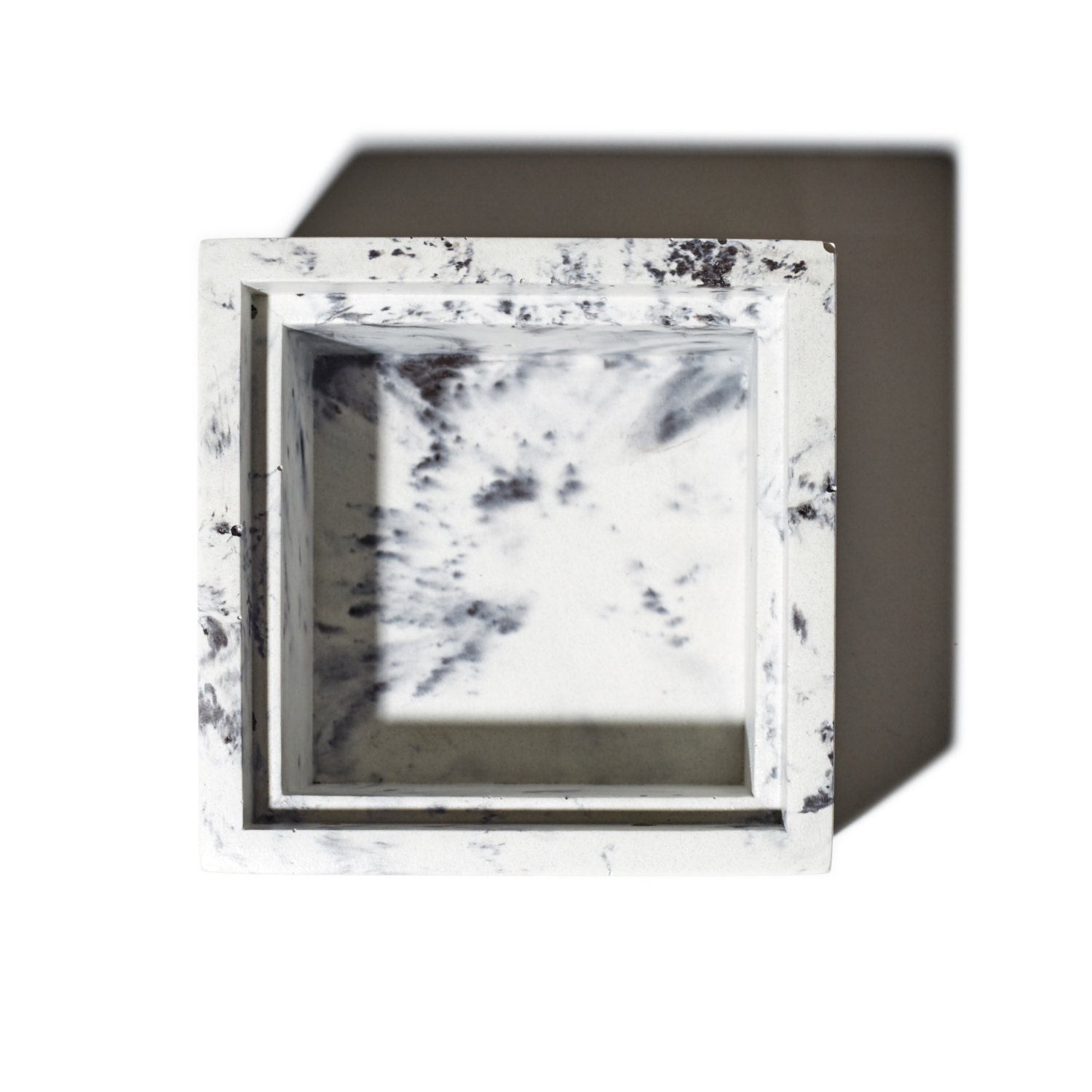 Small Marbled Square Concrete Box with solid by INSEKDESIGN