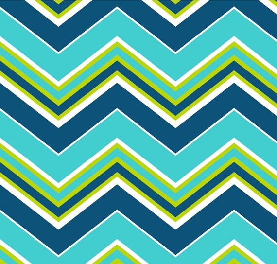 Blue and Lime Chevron Fleece Robe Custom Made to Order