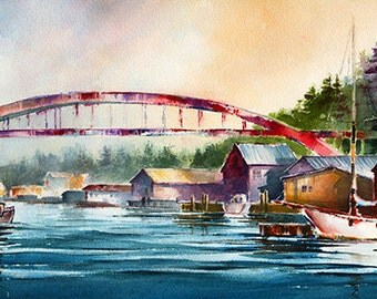 Brooklyn Bridge Watercolor Print of original painting for