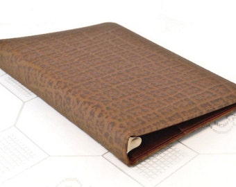 Vintage Pigskin Leather Binder Brown Textured Leather Portfolio Retro ...