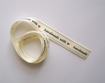 Hand made with love red heart handmade digital clip art