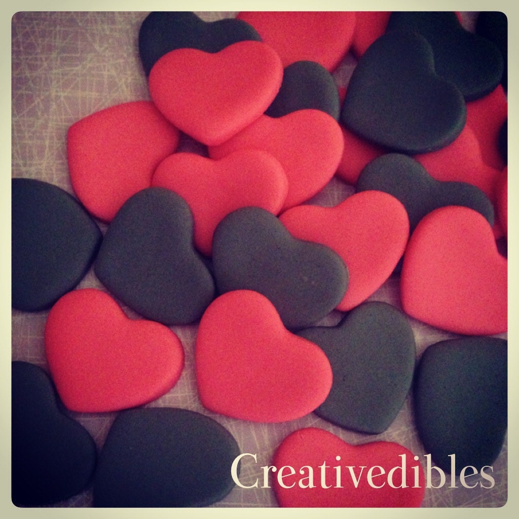 Heart Shape Fondant Cake toppers by creativedibles on Etsy