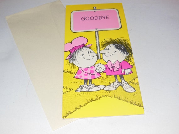 Vintage Unused Goodbye Greeting Card 1970s
