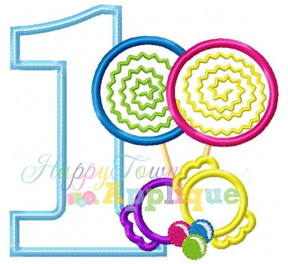 Candy Birthday Number 1 Machine Embroidery Design