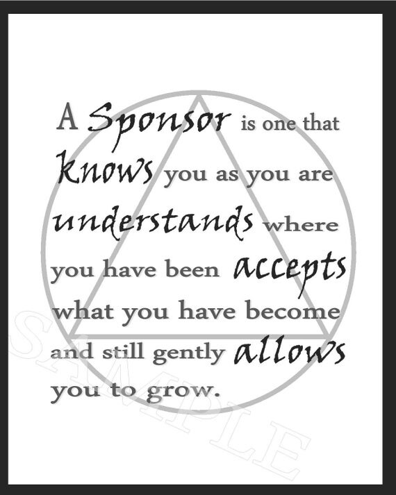 AA Recovery Sponsor Gift Al-Anon NA Inspirational Art Quote