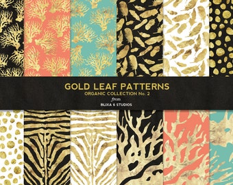 Coral & Mint Digital Paper Natural History by Blixa6Studios