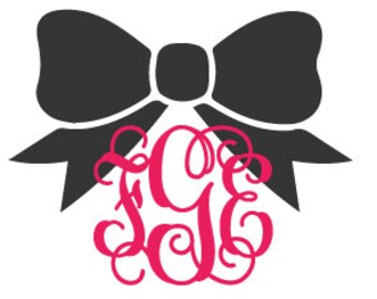 Bow monogram decal | Etsy