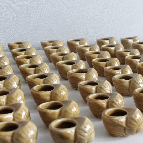 Ceramic French escargot shells serving dishes, Six French snail Shells ...