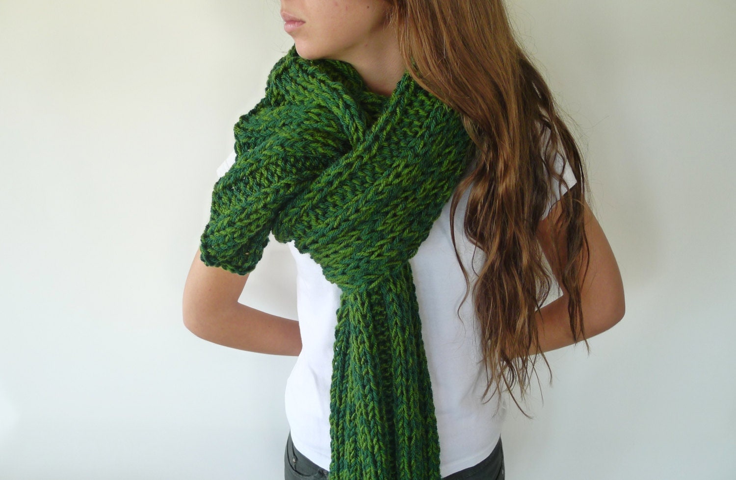 Bufanda verde hecha a mano. Bufandas de lana para por KEENbyAM