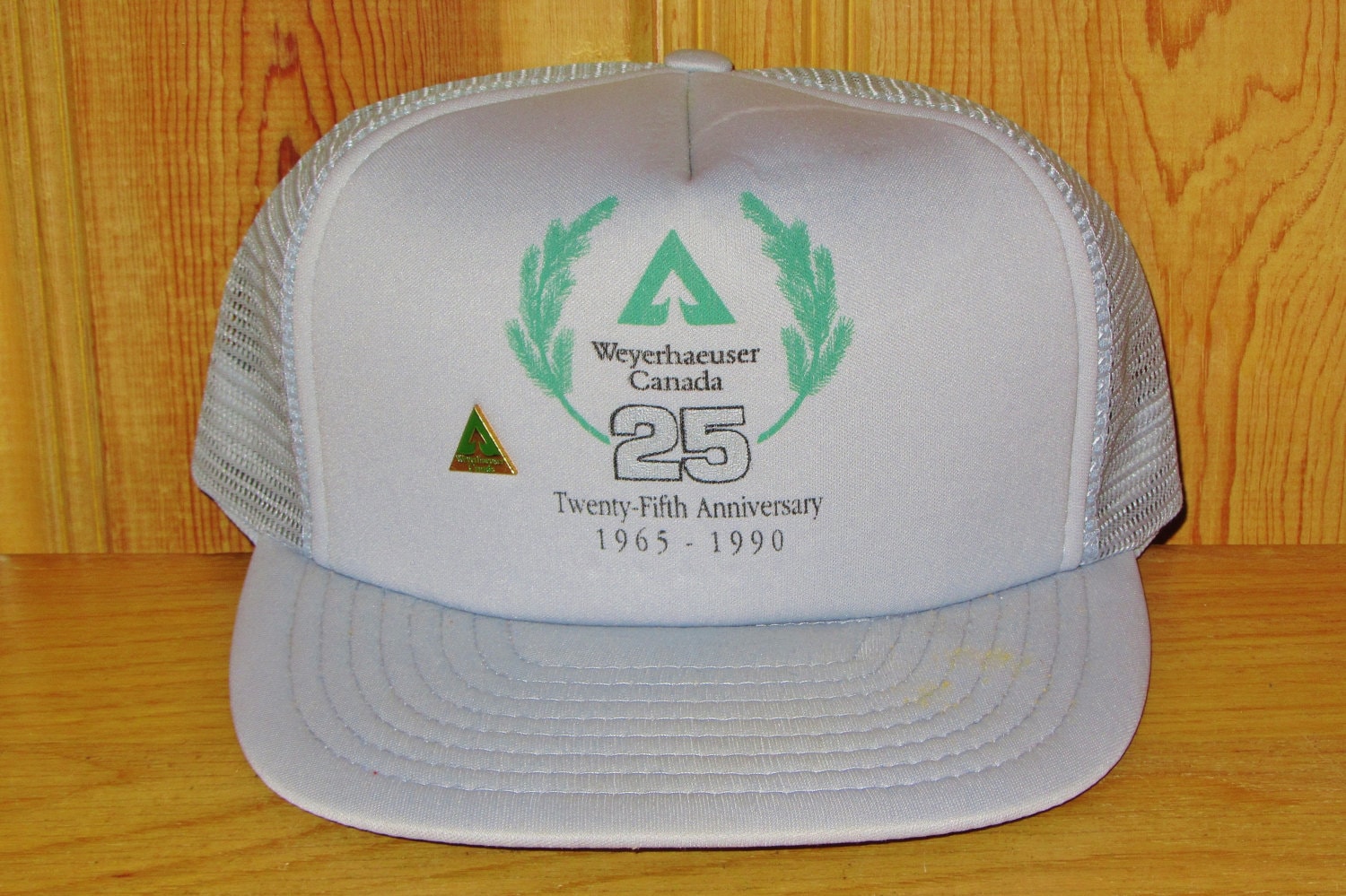 WEYERHAEUSER CANADA 25th Anniversary Vintage 1990 Gray Mesh Trucker ...
