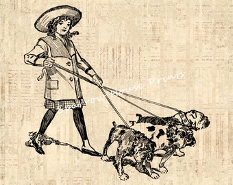 Woman walking dog | Etsy