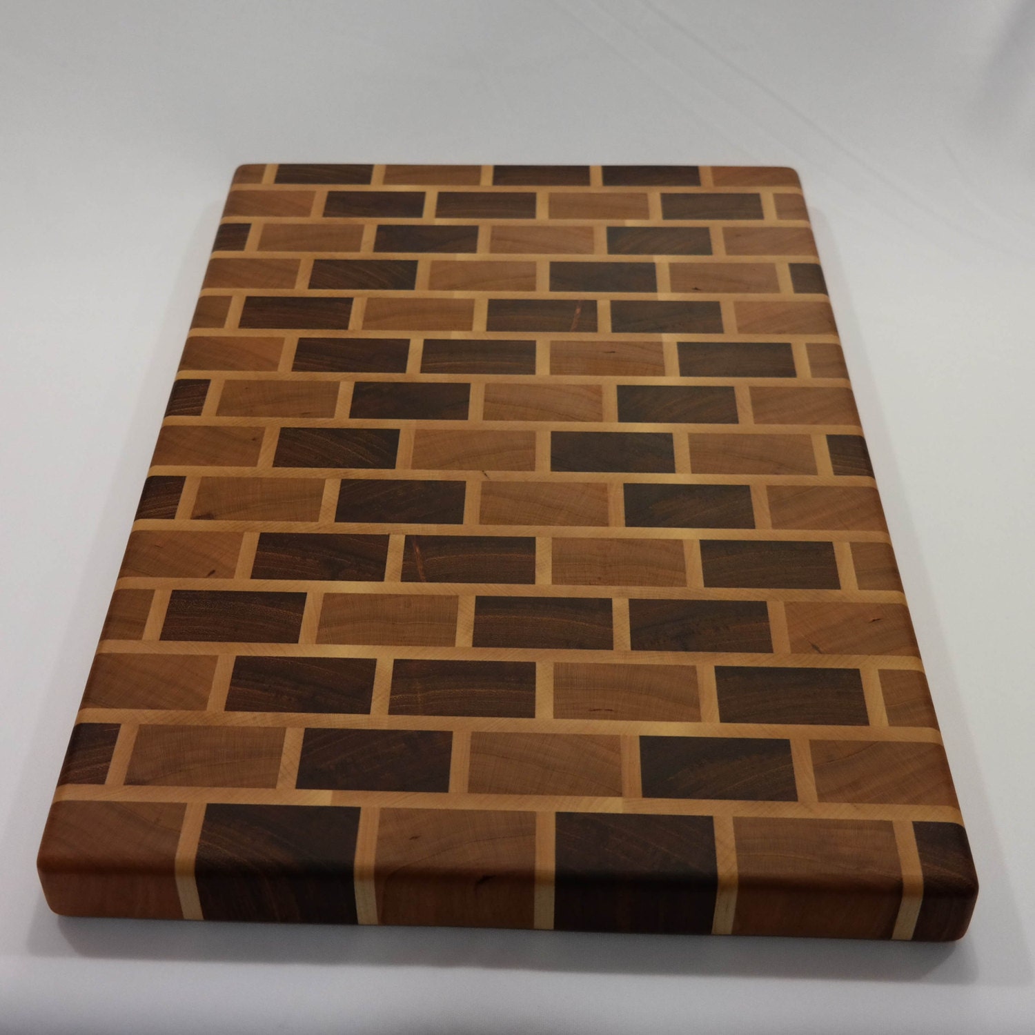 Brick pattern end grain cutting board by TheMnWoodChuck on Etsy