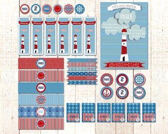 Package Printable Nautical Party, Nautical Birthday, Bautism or