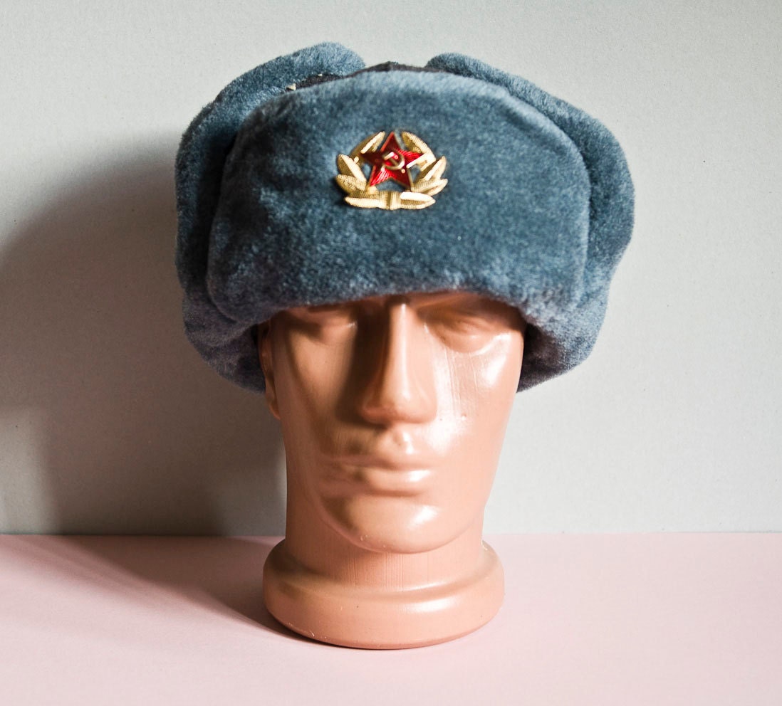 Vintage Winter Hat Soviet Ushanka Russian Military Fur Winter Hat 