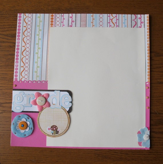 Items similar to 12 x 12 Premade Scrapbook Page -School Picture ...