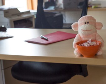 Sock monkey candy dish desk organizer cubicle decor