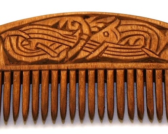 Viking Wooden Comb with Plait by TabernaVagantis on Etsy