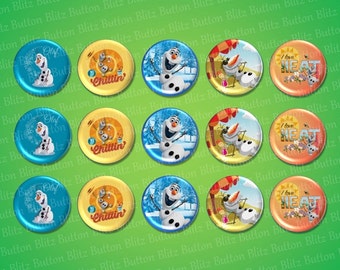 15 Disney's Frozen Olaf the Snowman Button Set Pin Back, Metal Flat ...