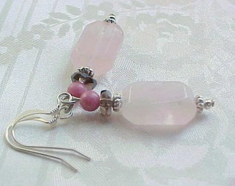 Valentines Day Rose Quartz Earrings Natural Gemstone Earrings Brown ...