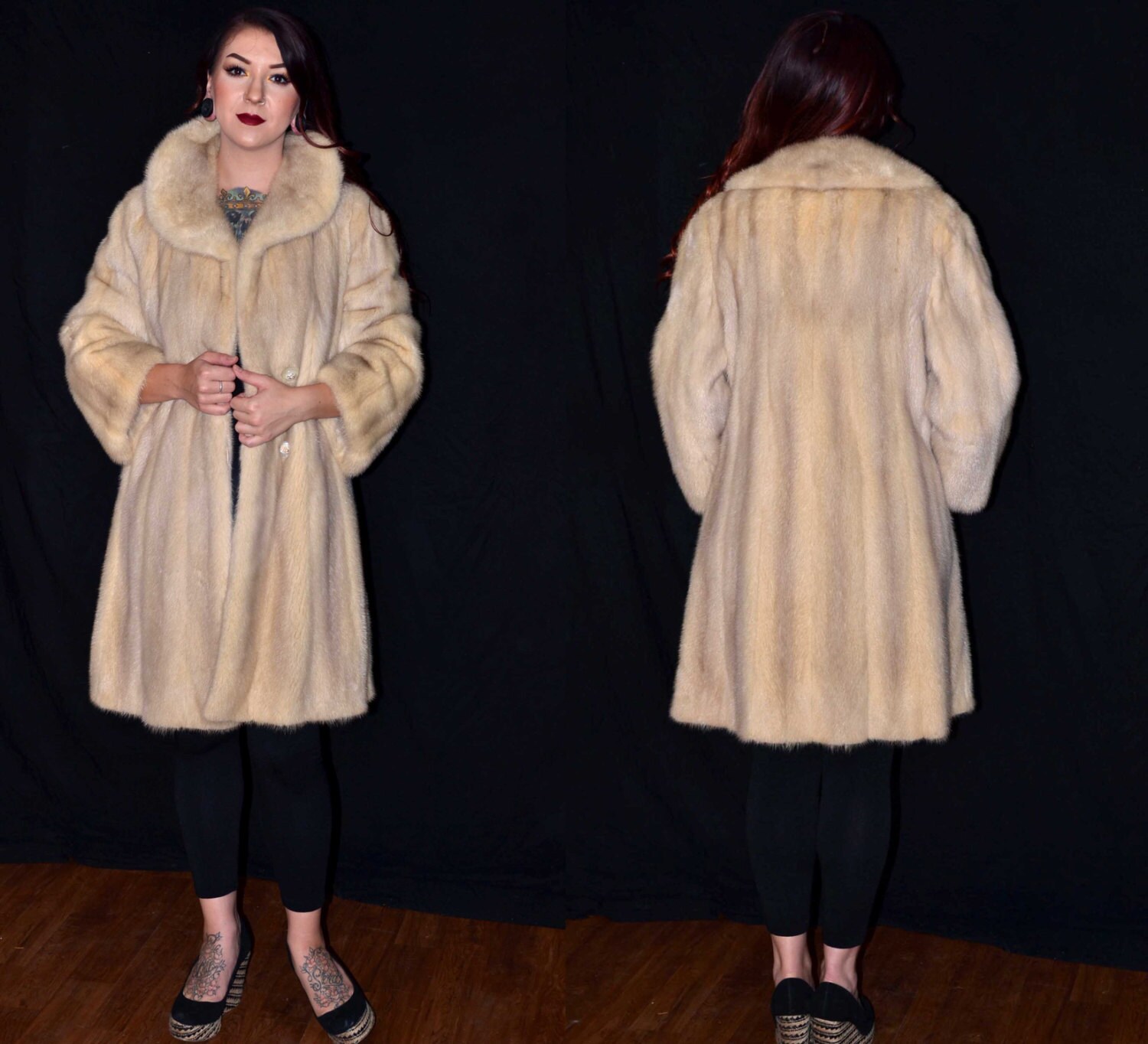 1950s vtg size large blond mink stroller coat // FURS BY GOLDSMITH ...