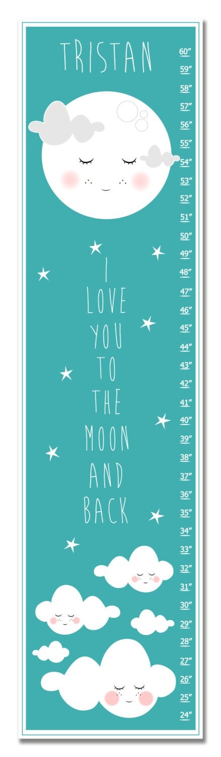 Children's Growth Chart Nursery Art I Love You To The