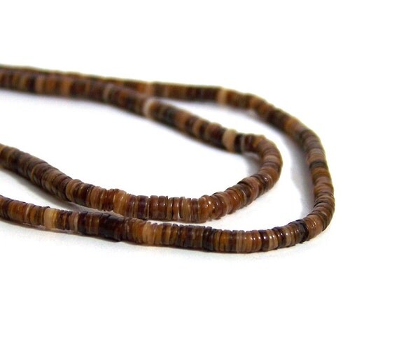 heishi brown tagnipis shell 2mm to 3mm full bead by RiverSongBeads