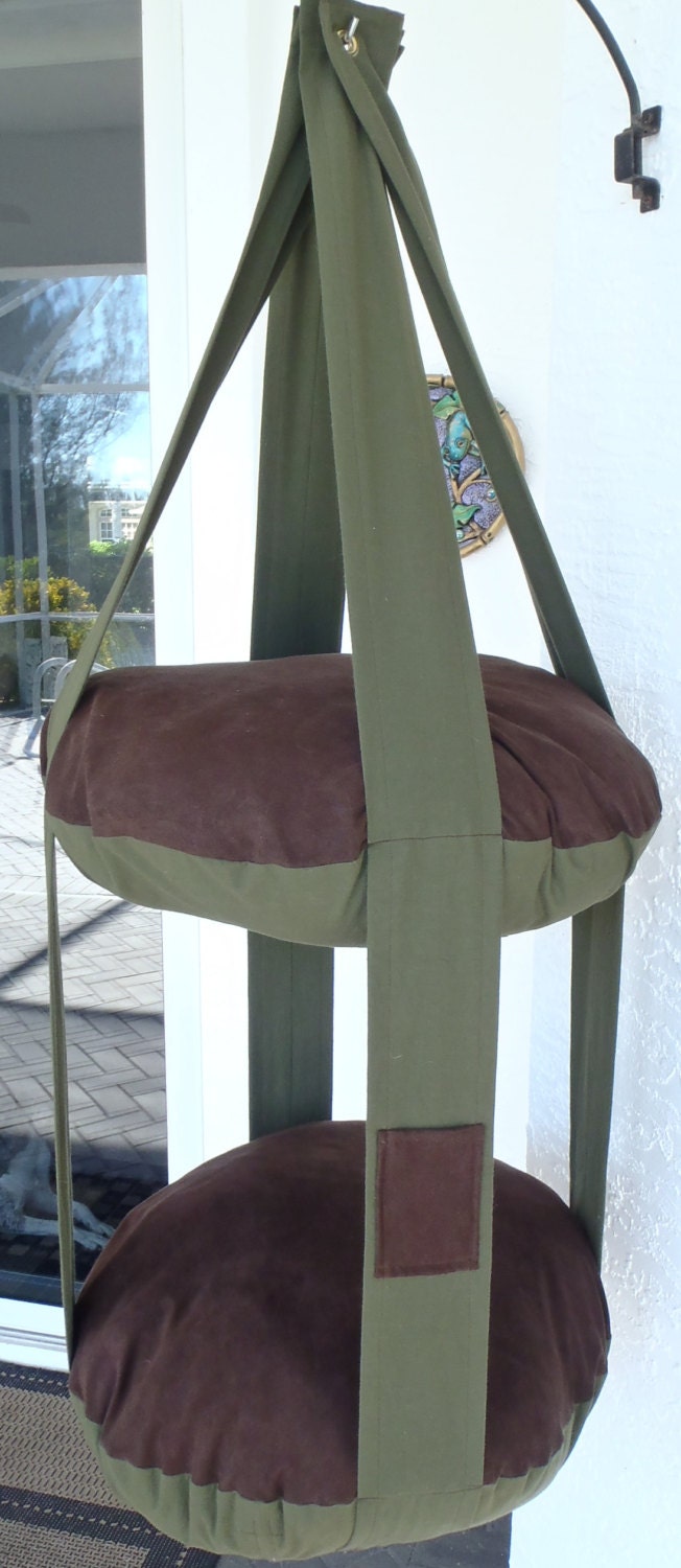 Earthy Cat Bed Brown Microfiber Green Double By 7CatsHeaven earthy-cat-bed-brown-microfiber-green-double-by-7catsheaven